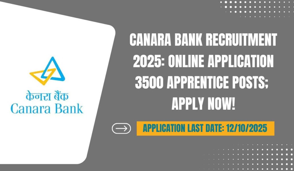 Canara Bank Recruitment 2025: Online Application 3500 Apprentice Posts ...