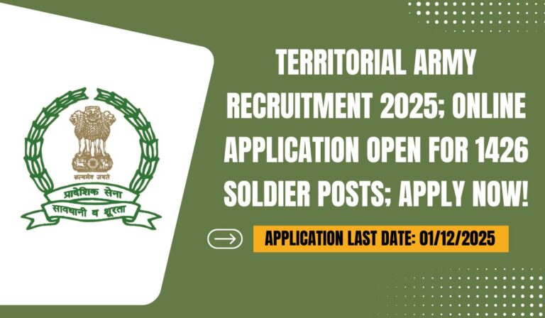 Territorial Army Recruitment 2025; Online Application open for 1426 ...