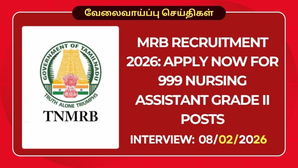 MRB Recruitment 2026: Apply Now for 999 Nursing Assistant Grade II ...