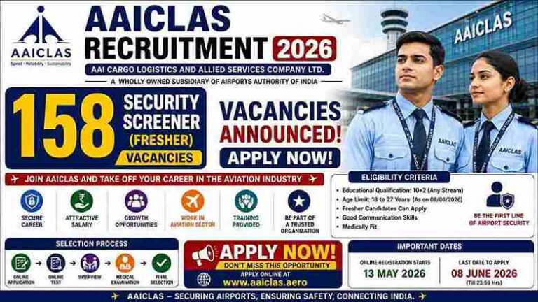 AAICLAS Recruitment 2026; 158 Security Screener (Fresher) Vacancies ...